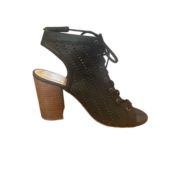 Jessica Simpson | Shoes | Jessicasimpson Lace Up Peek Toe Block Heels ...